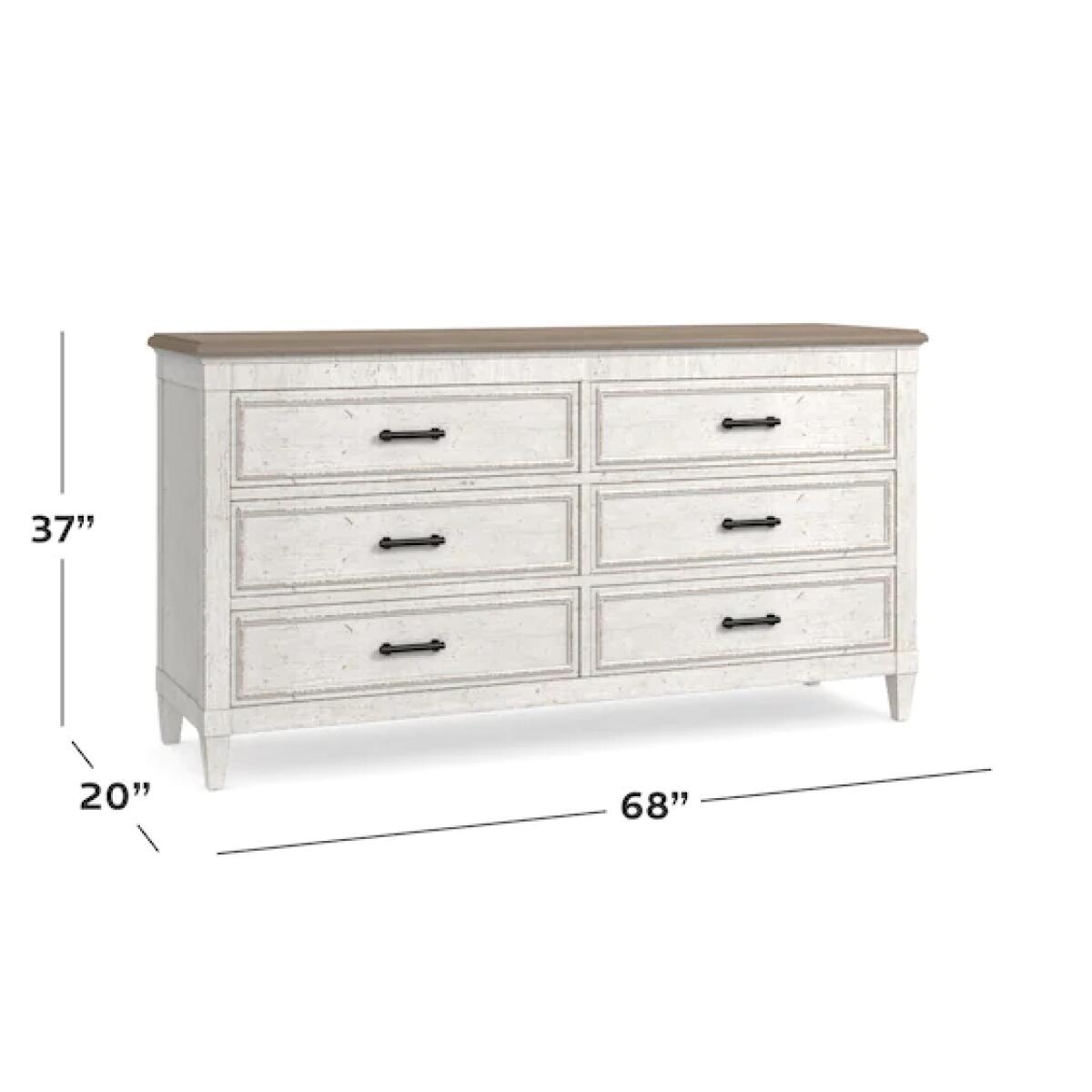 Bella 6 Drawer Wood Top Dresser – Jernigan Furniture - Goldsboro ...